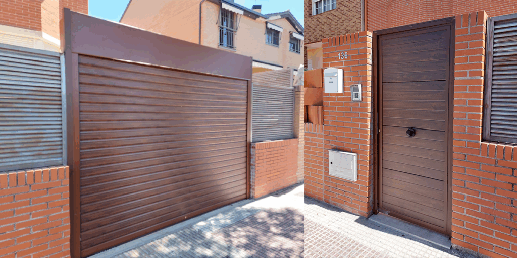 Puertas de aluminio imitación madera en Madrid | Rayso